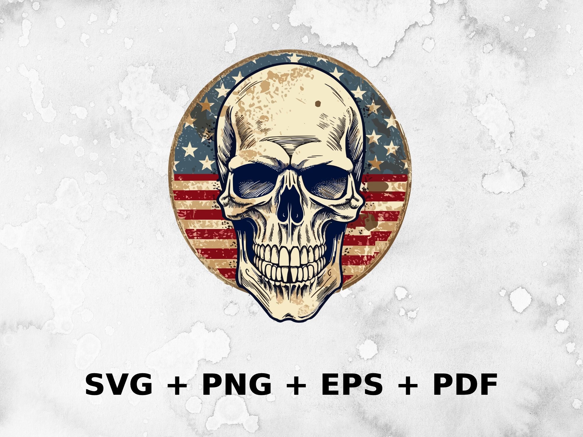 American Flag Cool Skull SVG PNG Eps, Commercial Use Clipart Vector ...