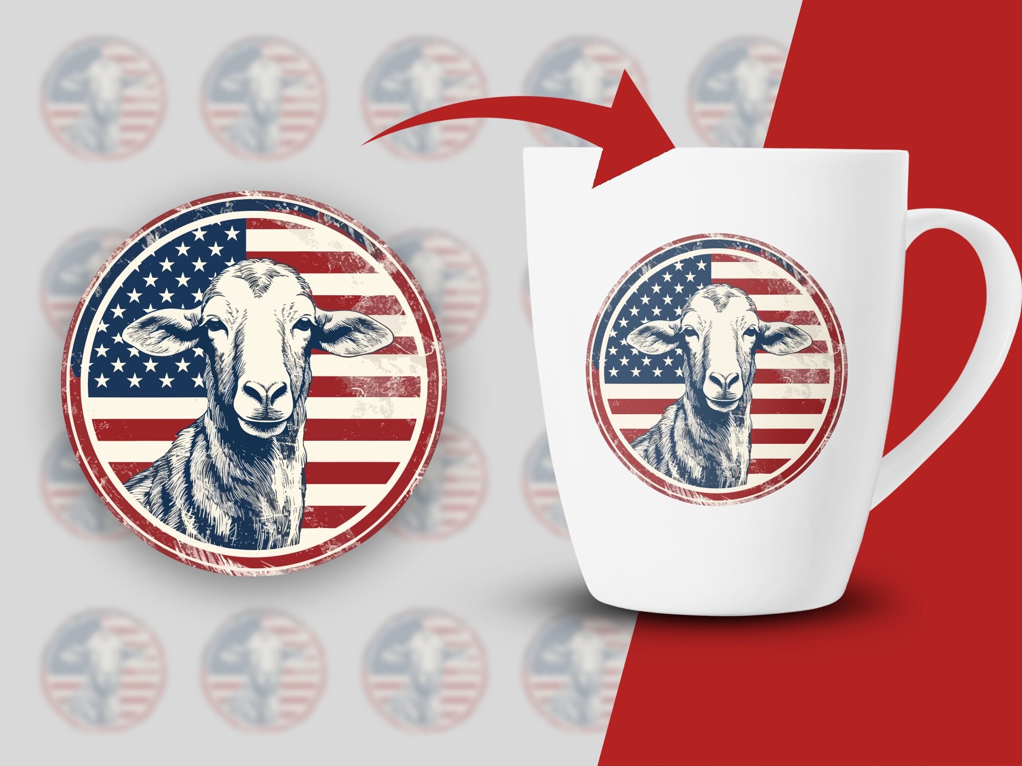 American Flag Goat Sheep SVG PNG Eps, Commercial Use Clipart Vector ...