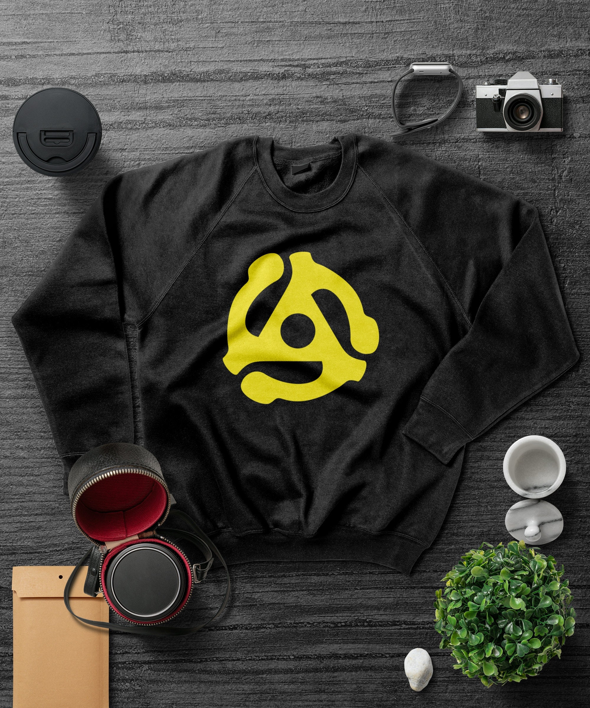 45 Rpm Adapter Svg Png Eps Pdf, Yellow 45 Record Music Vinyl Adapter - Etsy