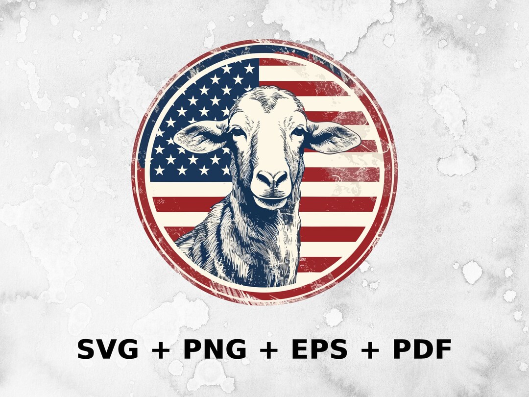 American Flag Goat Sheep SVG PNG Eps Commercial Use Clipart - Etsy