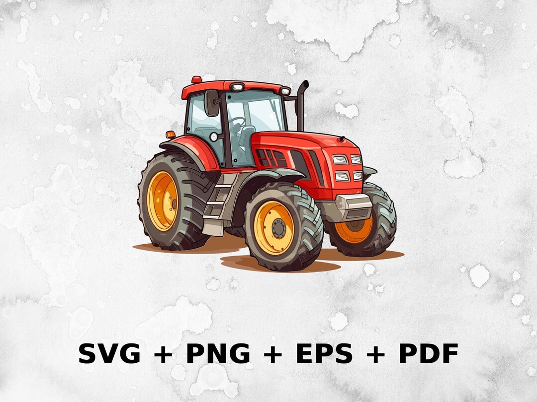 Cartoon Tractor SVG PNG Eps, Commercial Use Clipart Vector Graphics for ...