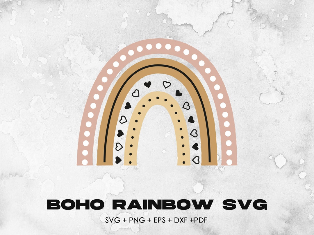 Boho Rainbow Hearts Svg Png Eps Dxf Pdf, Commercial Use Clipart ...