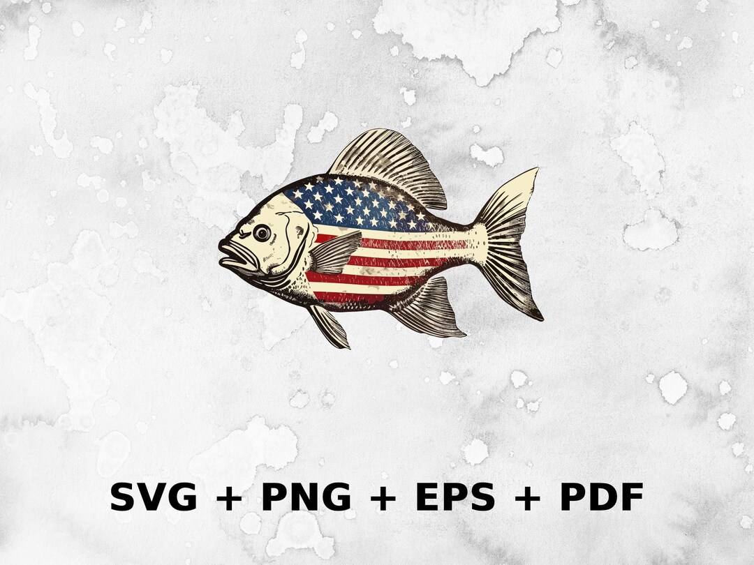 American Flag Fish SVG PNG Eps, Commercial Use Clipart Vector Graphics ...