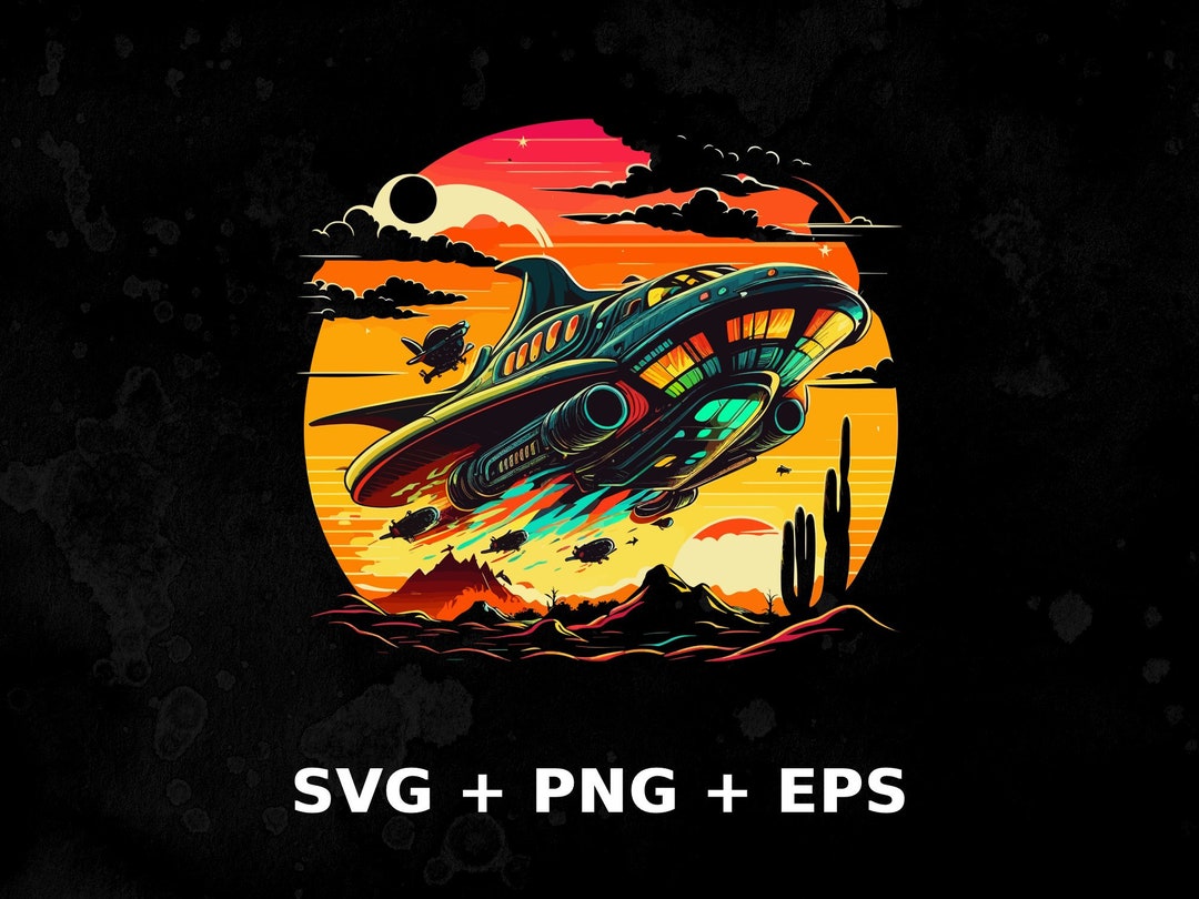 Alien Spaceship Svg Png Eps Clipart, Commercial Use Vector Graphic for ...