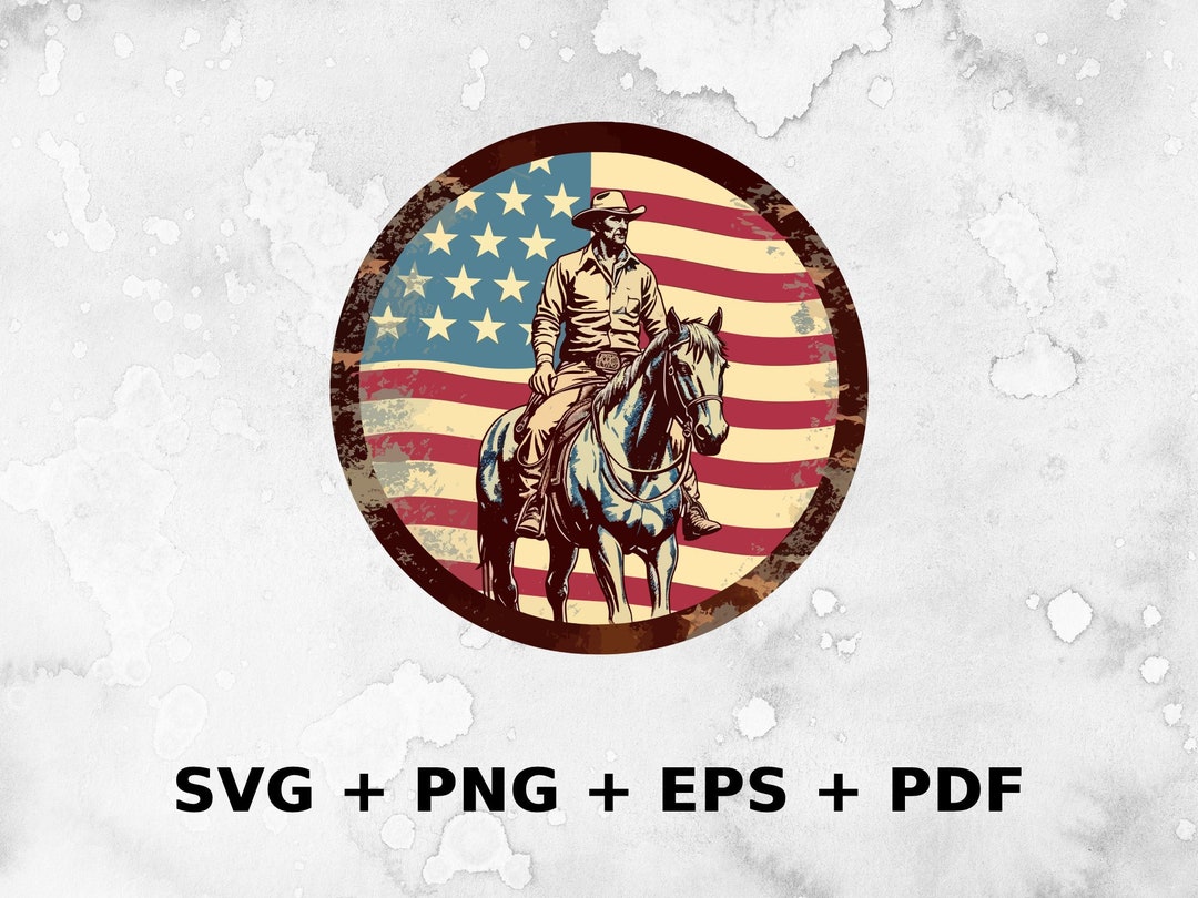 American Flag Cowboy SVG PNG Eps Commercial Use Clipart - Etsy