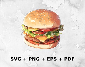 Cartoon Hamburger SVG Png Eps, Commercial Use Clipart Vector Graphics ...
