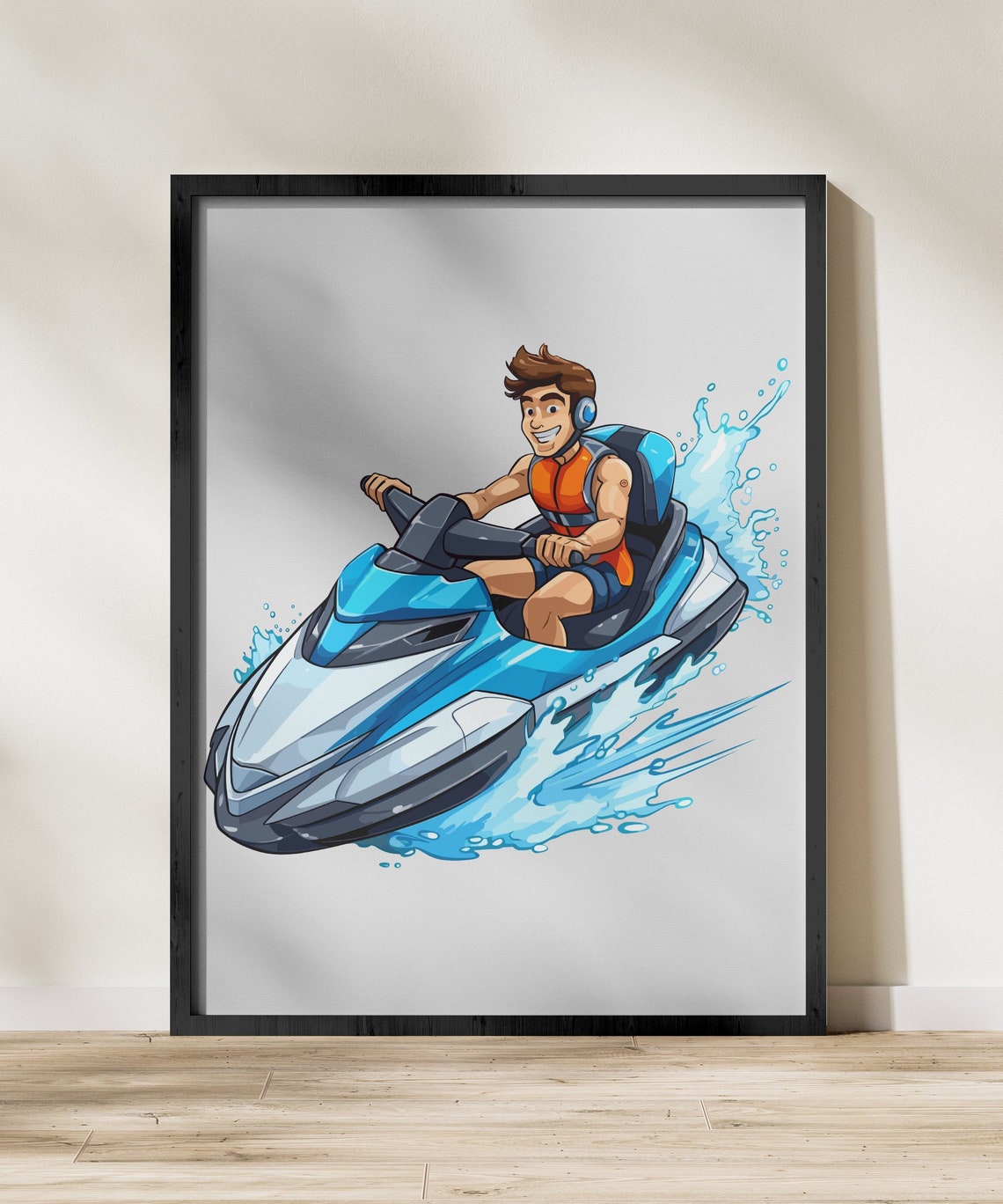 Cartoon Jet Ski SVG PNG Eps, Commercial Use Clipart Vector Graphics for ...