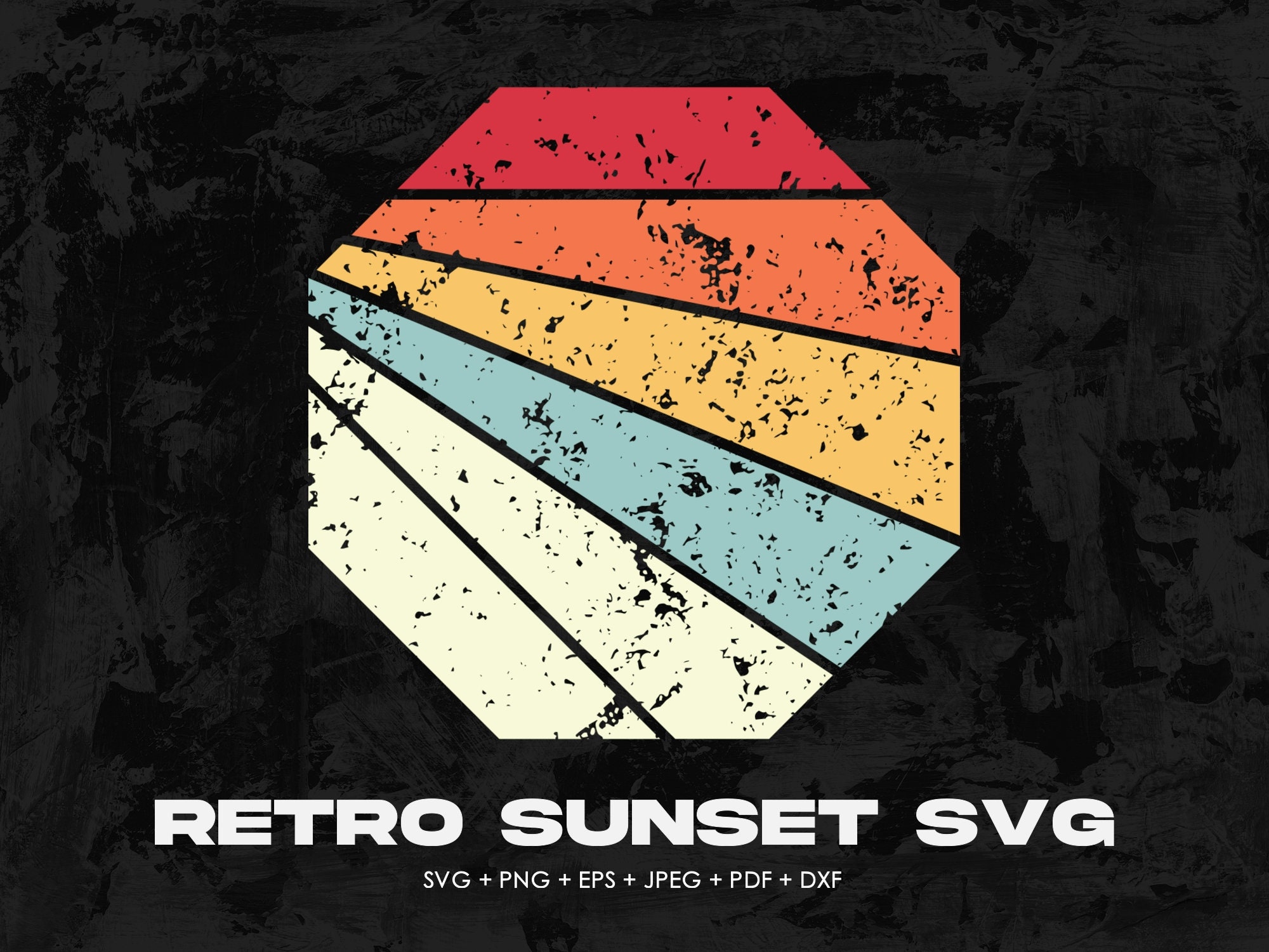 Distressed Retro Sunset Svg Png Eps Jpeg Pdf Dxf Clipart - Etsy