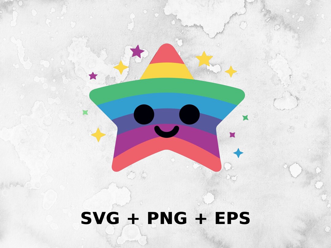 Rainbow Star Svg Png Eps Clipart, Commercial Use Vector Graphic for ...