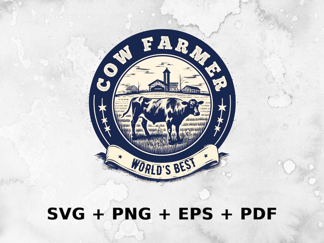 Cow Farmer SVG PNG Eps, Commercial Use Clipart Vector Graphics for Wall ...