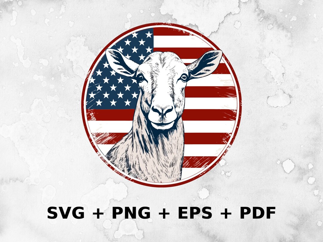 American Flag Goat SVG PNG Eps, Commercial Use Clipart Vector Graphics ...