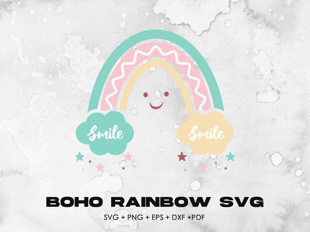 Cute Boho Rainbow Smile Svg Png Eps Dxf Pdf Commercial Use - Etsy