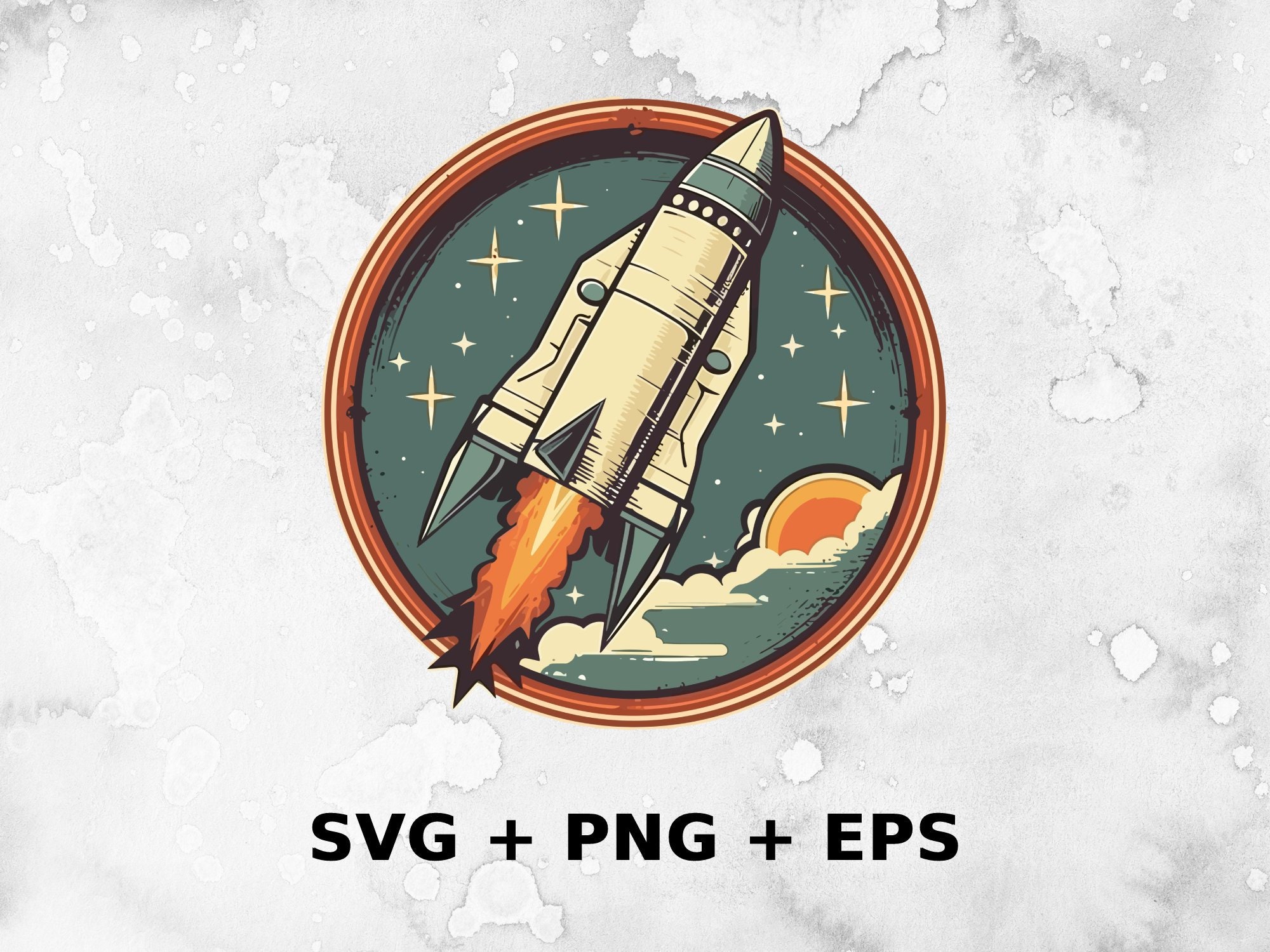 Retro Rocket Svg Png Eps Clipart Commercial Use Vector - Etsy
