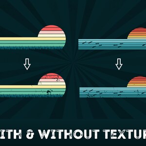 15 Retro Horizontal Sunsets Bundle, SVG PNG PDF Distressed Vintage ...