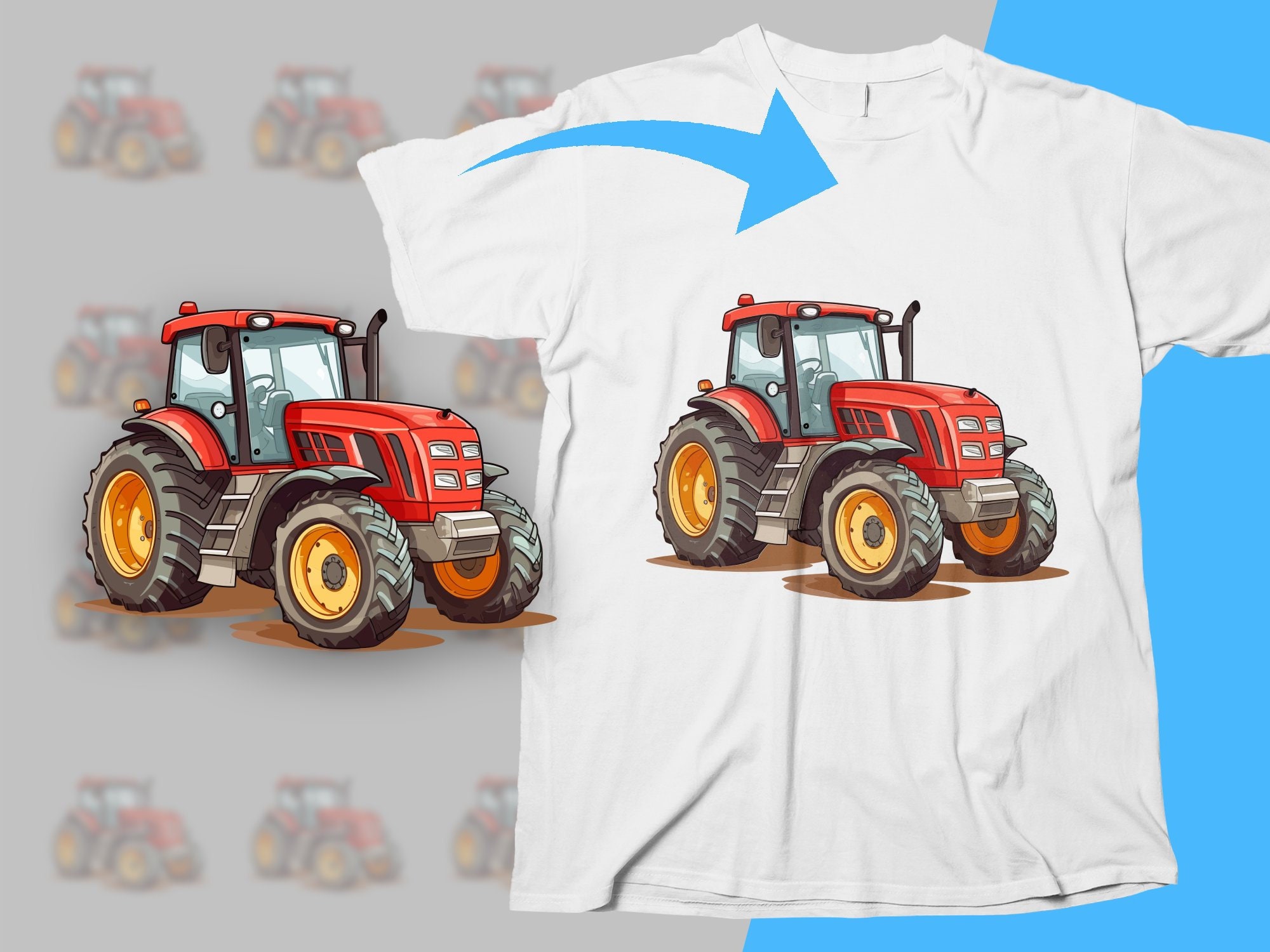 Cartoon Tractor SVG PNG Eps, Commercial Use Clipart Vector Graphics for ...