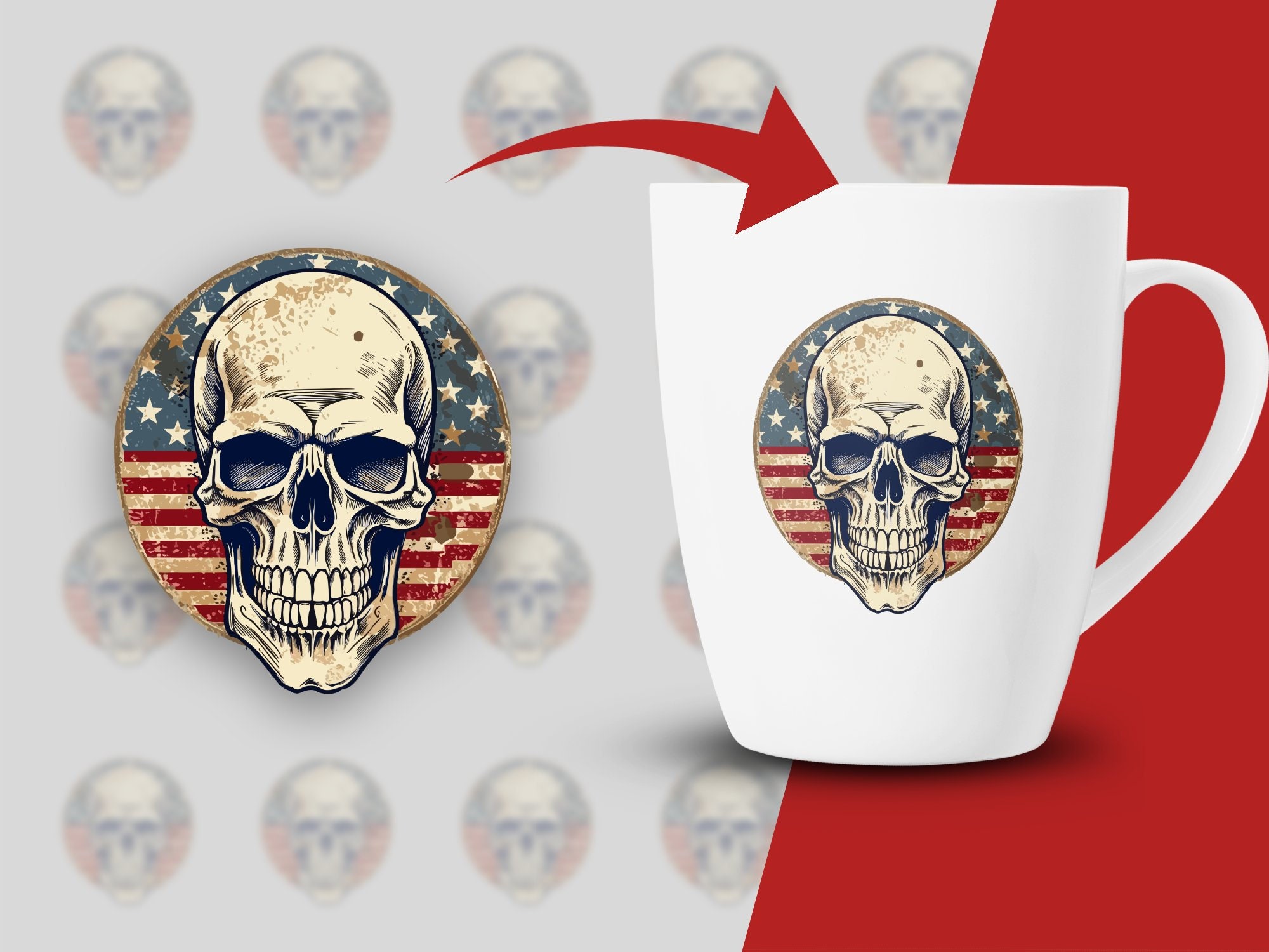 American Flag Cool Skull SVG PNG Eps, Commercial Use Clipart Vector ...