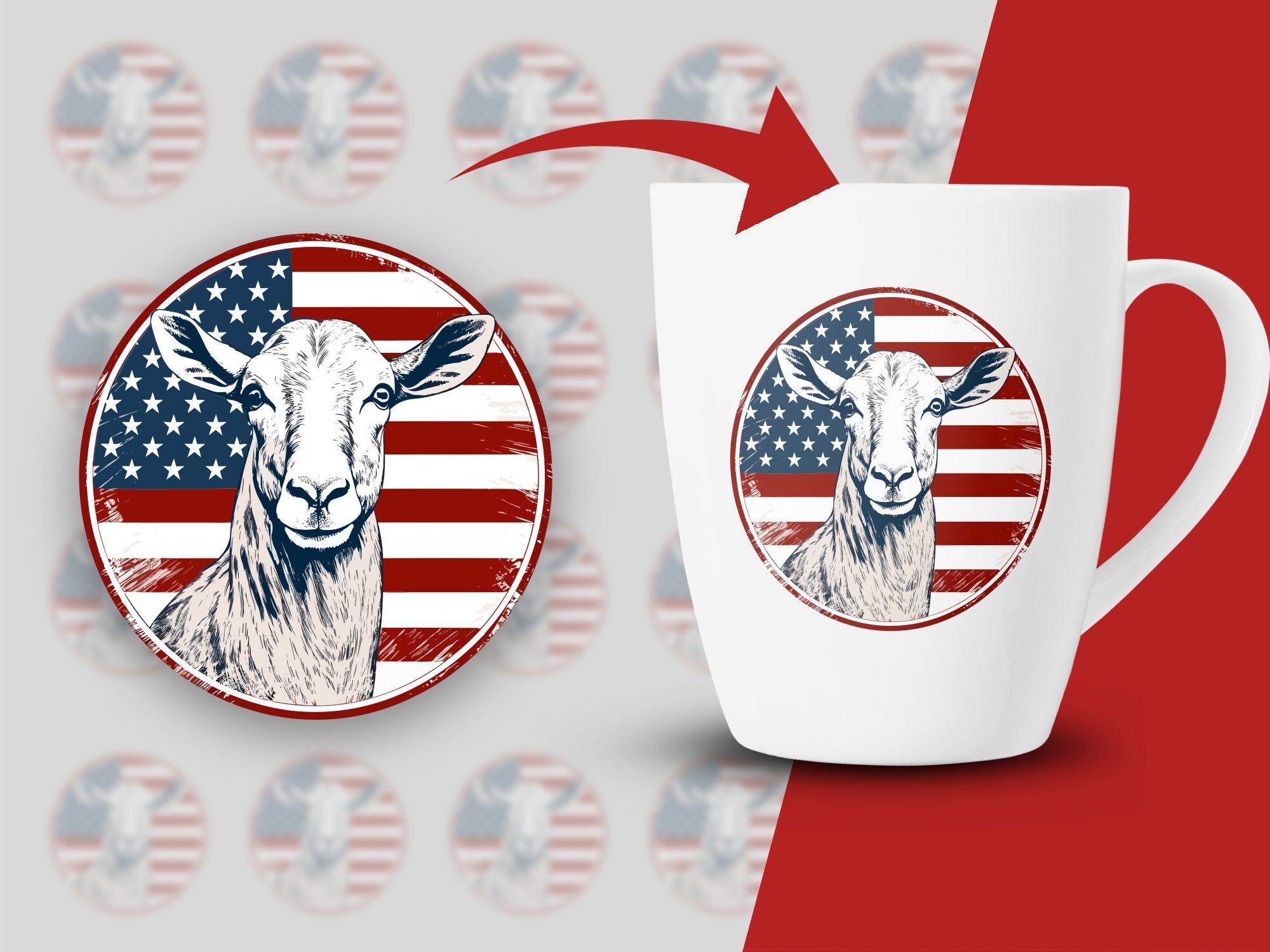 American Flag Goat SVG PNG Eps, Commercial Use Clipart Vector Graphics ...