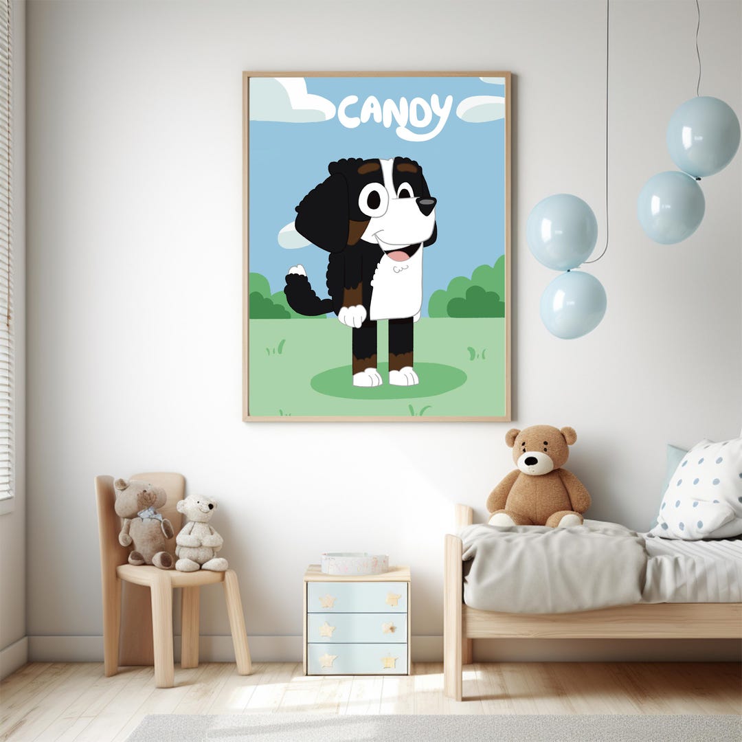Bluey Style Custom Pet Portrait, Personalized Dog Portrait, Dog ...