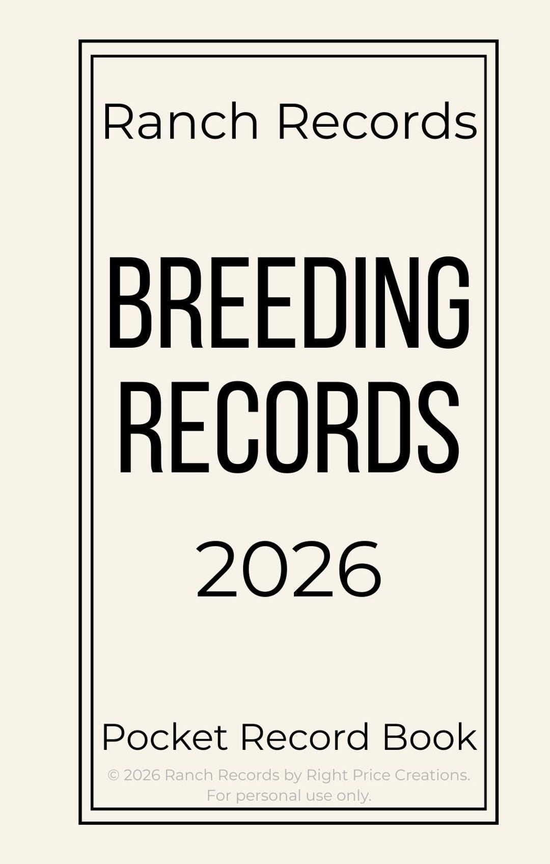 Ranch Records 2026 – Breeding Records | Printable Cattle Log Book | 3.5 ...