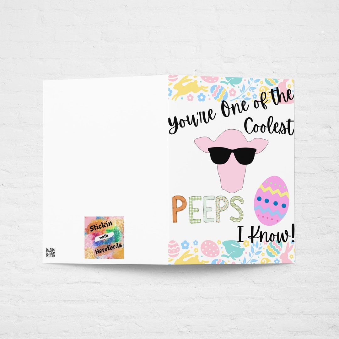 Pink Cow Coolest Peeps Greeting Card - Etsy