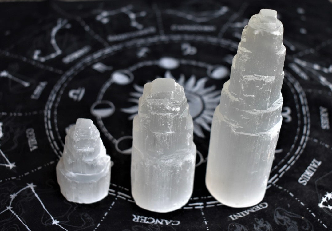 Selenite Crystal Tower | Crystal Wand | Rough Selenite Crystal | Raw ...