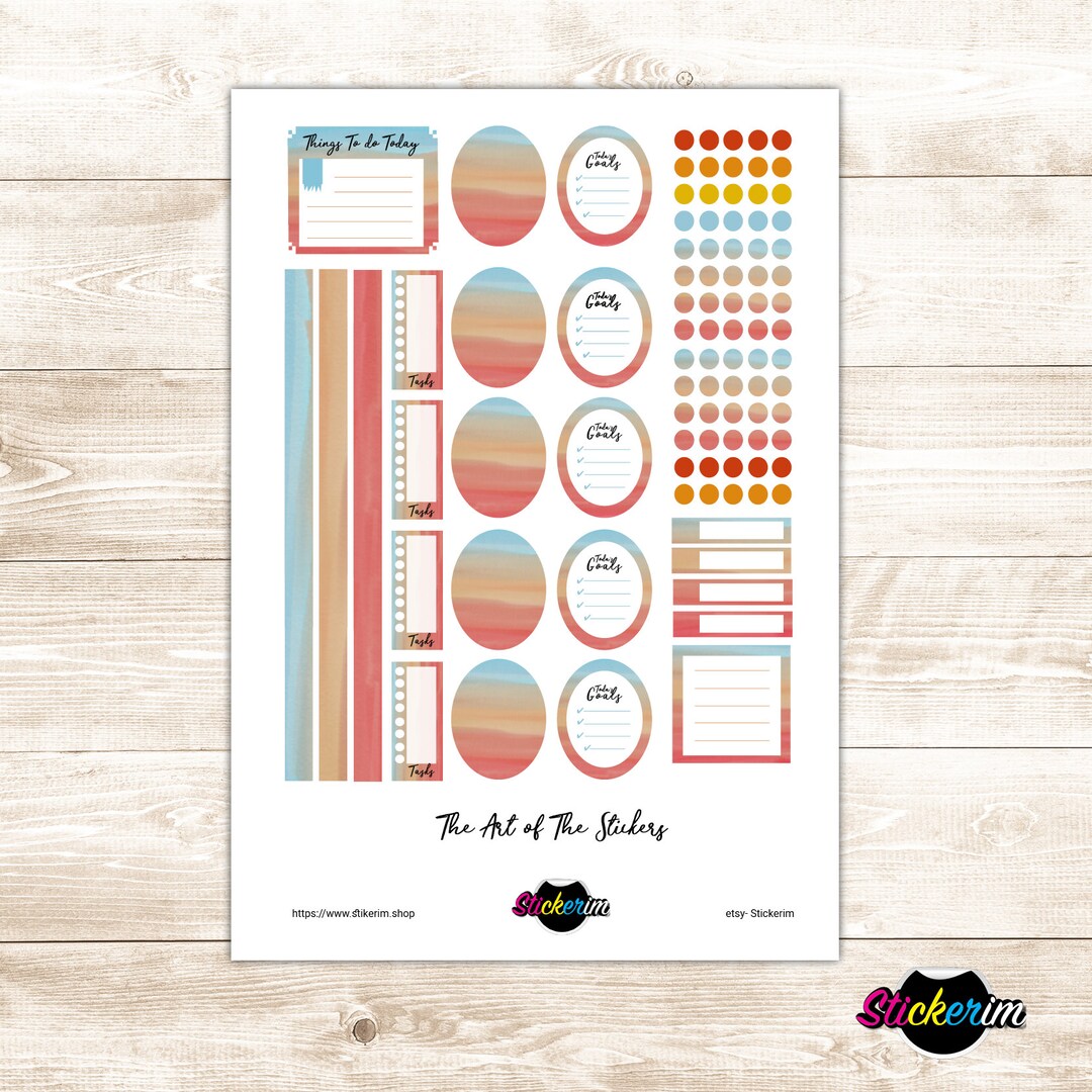Watercolour Tasks Stickers, Planner Stickers, Bullet Journal Stickers ...