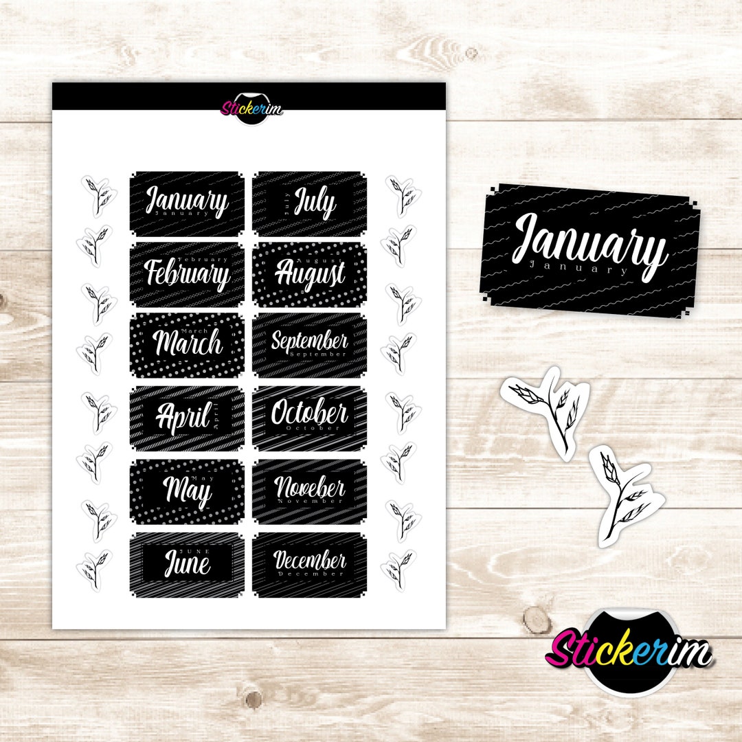 PRINTABLE Weekly Stickers Black and White, Planner Stickers, Bullet ...