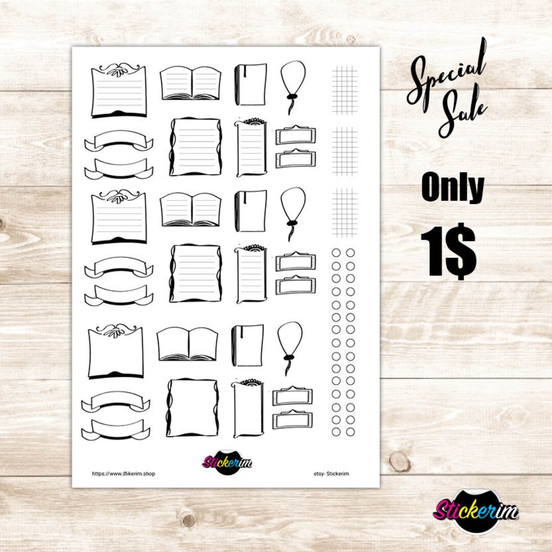 Doodle Task Stickers: Black and White Planner Stickers (PDF Pattern) - Etsy