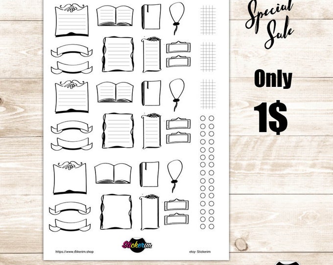 PRINTABLE Doodle Task Stickers Black and White, Planner Stickers ...