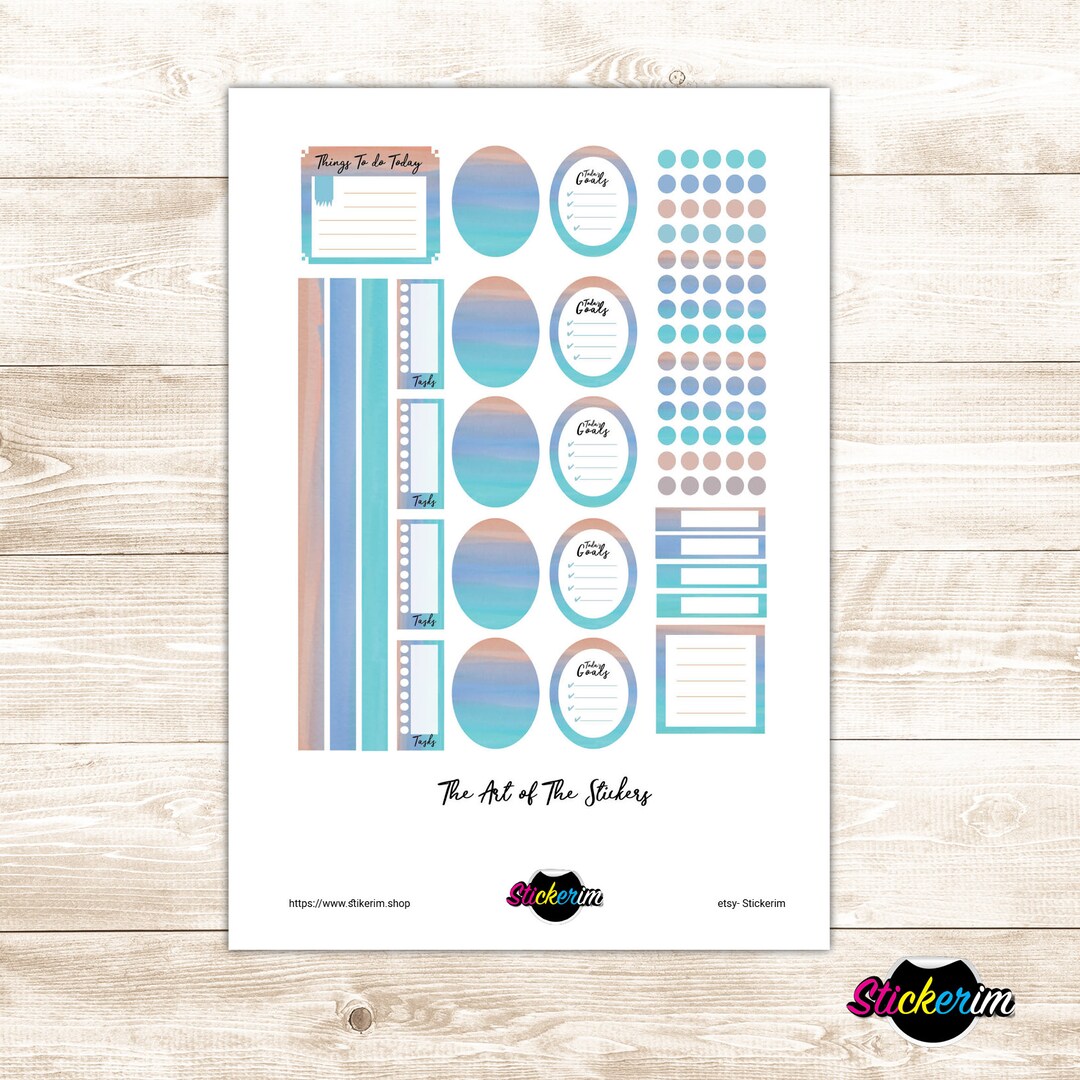 Watercolour Tasks Stickers, Planner Stickers, Bullet Journal Stickers ...