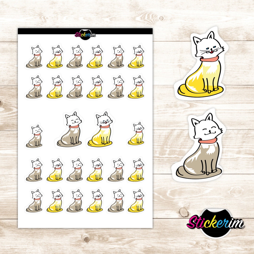PRINTABLE Cat Stickers, Planner Stickers, Bullet Journal Stickers, Task ...
