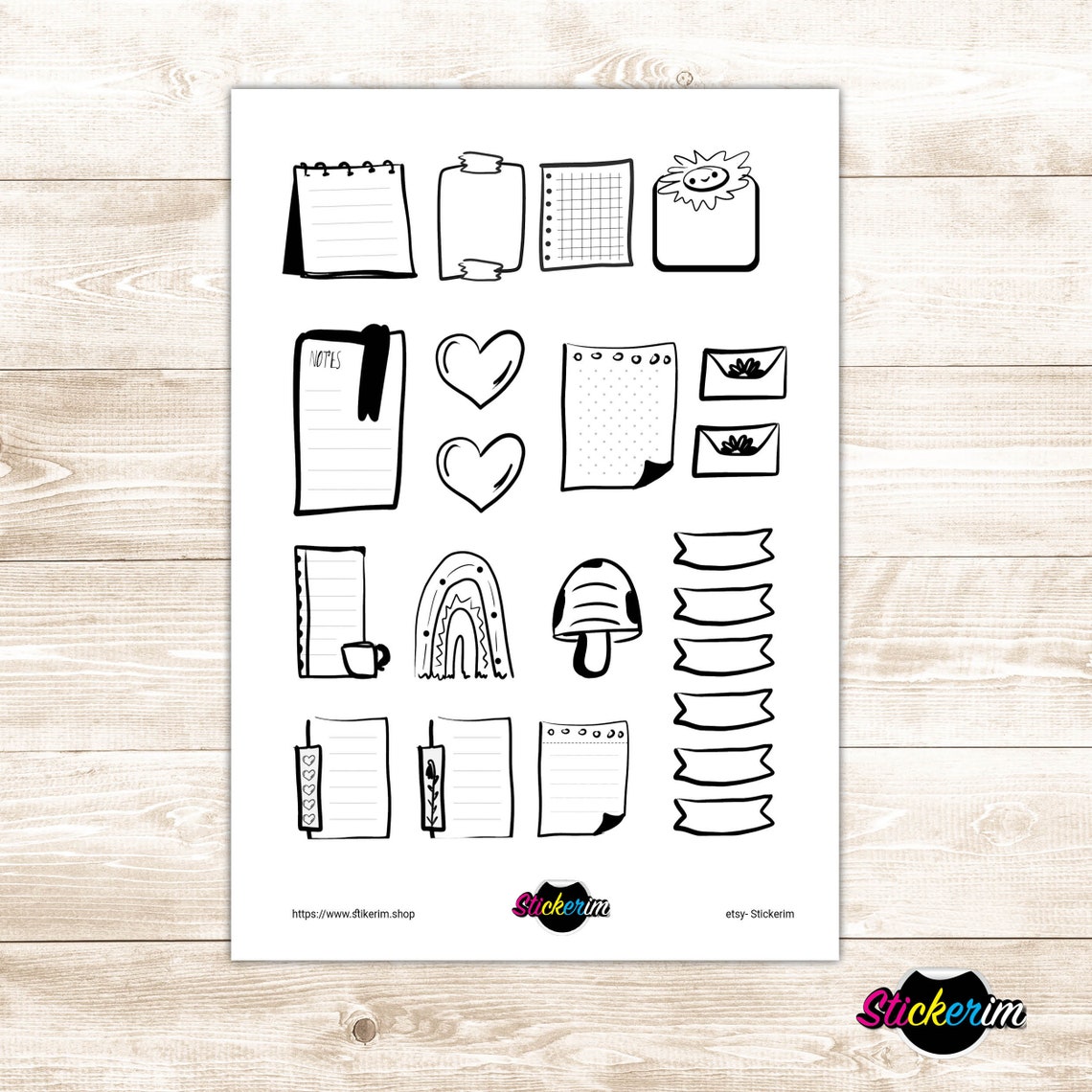 PRINTABLE Doodle Task Stickers Black and White, Planner Stickers ...