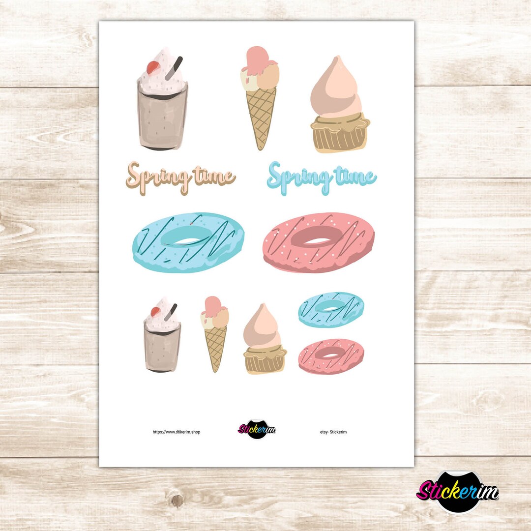 PRINTABLE- Spring Time -ice Cream Stickers - Etsy