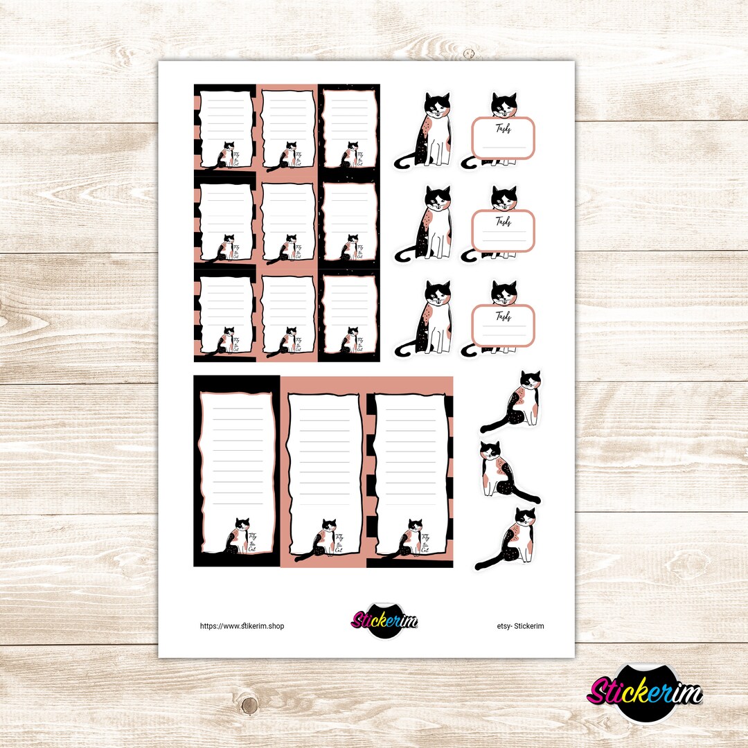 Digital File Cat Task Stickers Sheets - Etsy