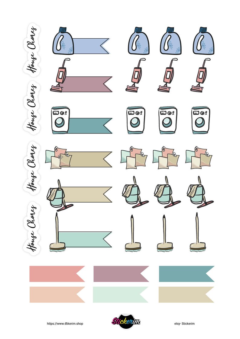 PRINTABLE House Chores Stickers Planner Stickers Bullet - Etsy