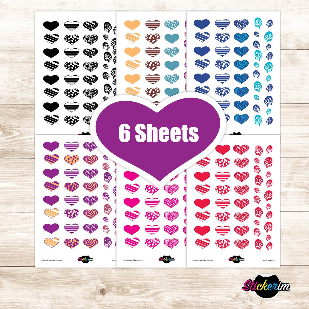 Doodle Heart Sticker Bundle: Planner Stickers (6 PDF & PNG Files) - Etsy