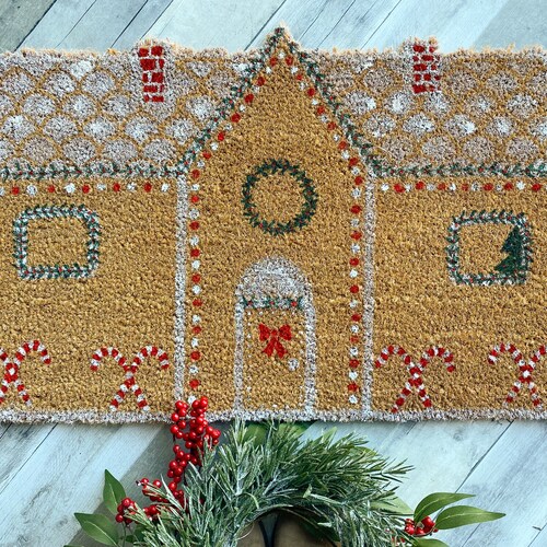 Holiday Doormat Gingerbread House Decor Christmas Decor - Etsy