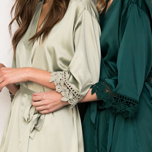 SAGE GREEN Lace Bridal Robes / Bridesmaid Robe Gift / Bridal | Etsy