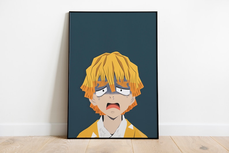 Demon Slayer Poster Zenitsu Print Minimalist Print Anime - Etsy UK