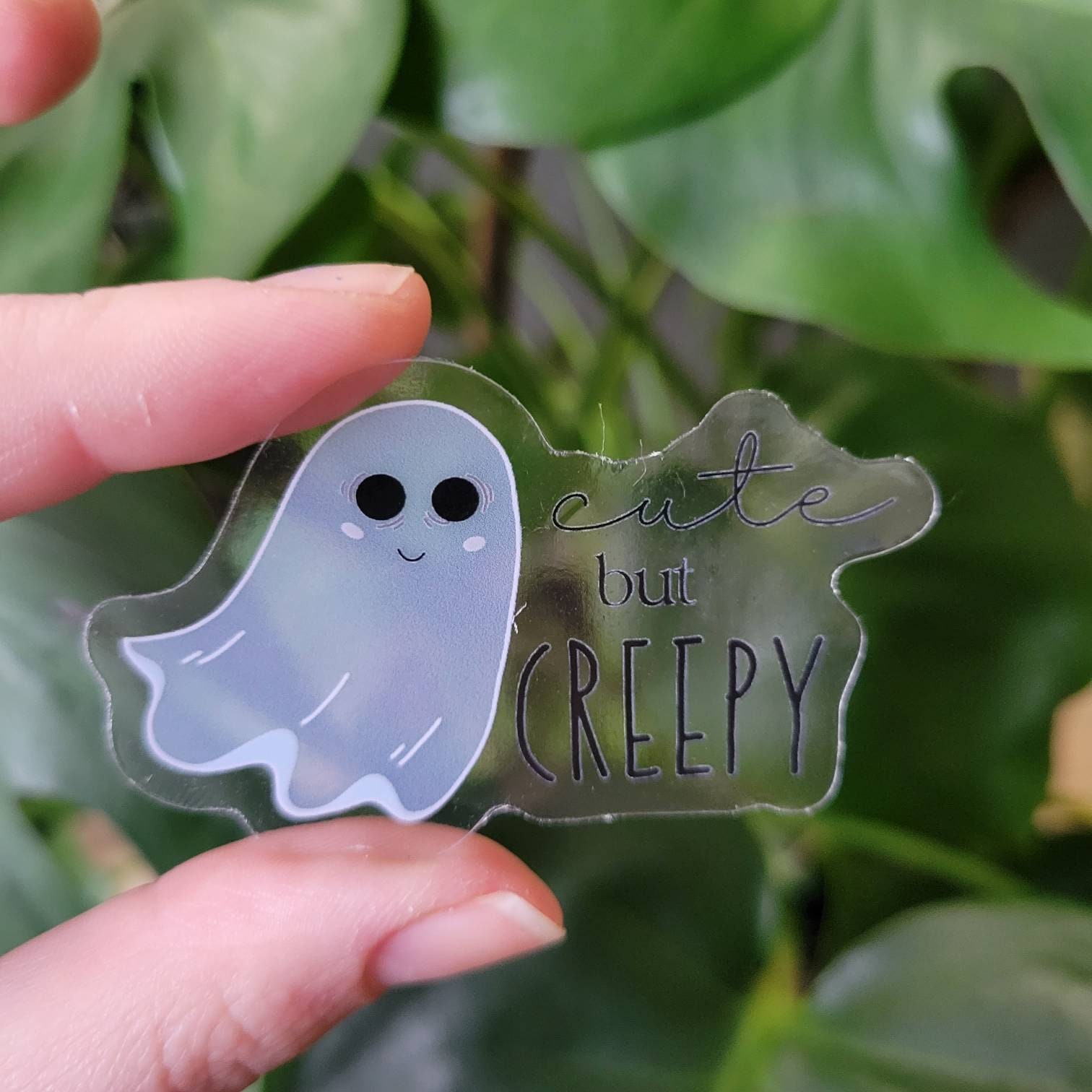Cute but Creepy Ghost Vinyl Sticker | Clear Vinyl | Halloween Stickers ...