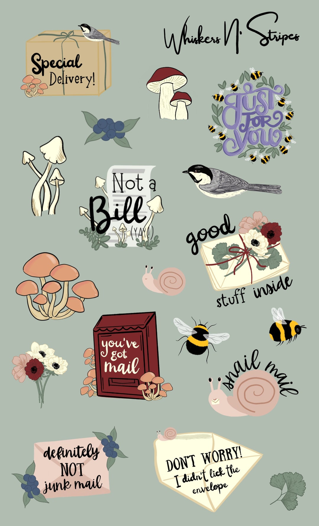 Cottagecore Sticker Sheet | Waterproof Vinyl Decals for Mail - Etsy
