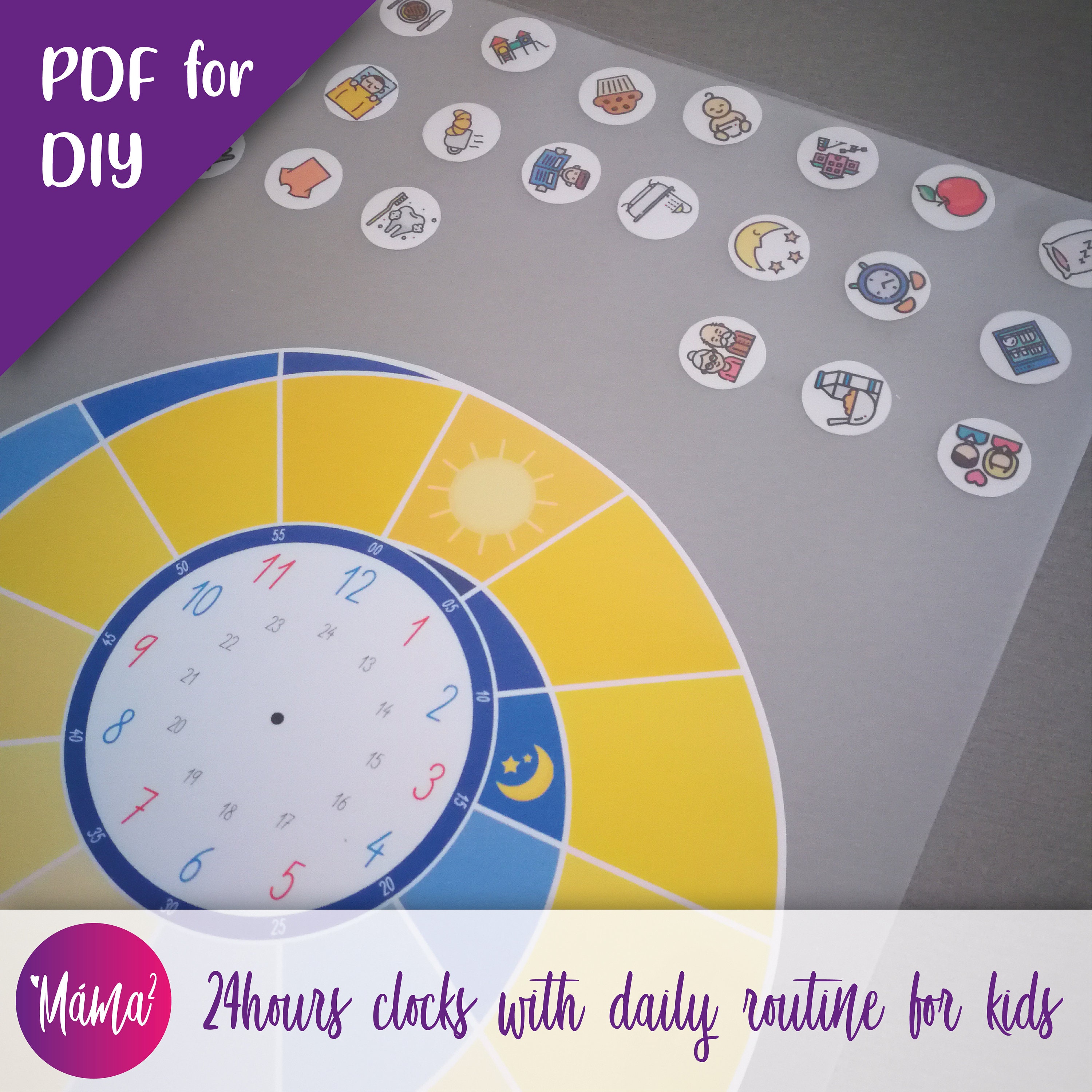 Printable 24hours Spiral Clocks With Customizable Daily Routine for ...