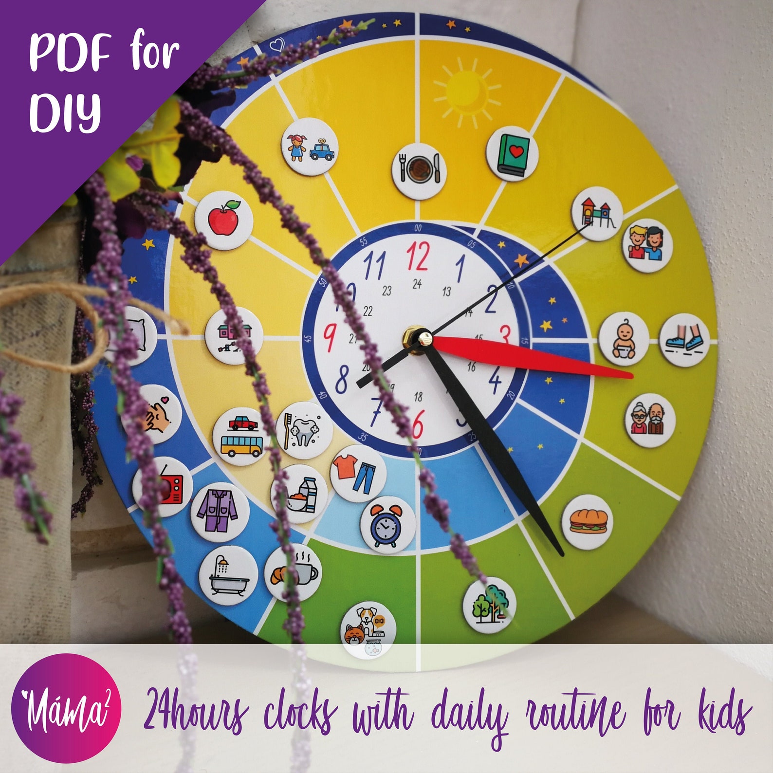 Printable 24hours Spiral Clocks With Customizable Daily Routine for ...