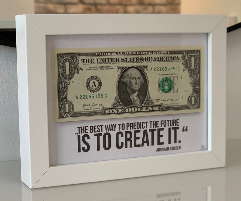 1 US Dollar in Frame Picture Money Gift Birthday Quote Abraham Lincoln ...
