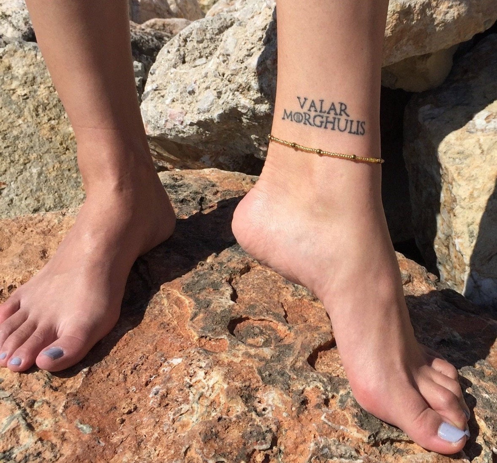 Golden Anklet Waterproof Ankle Bracelets for Women Surfer Stretch ...