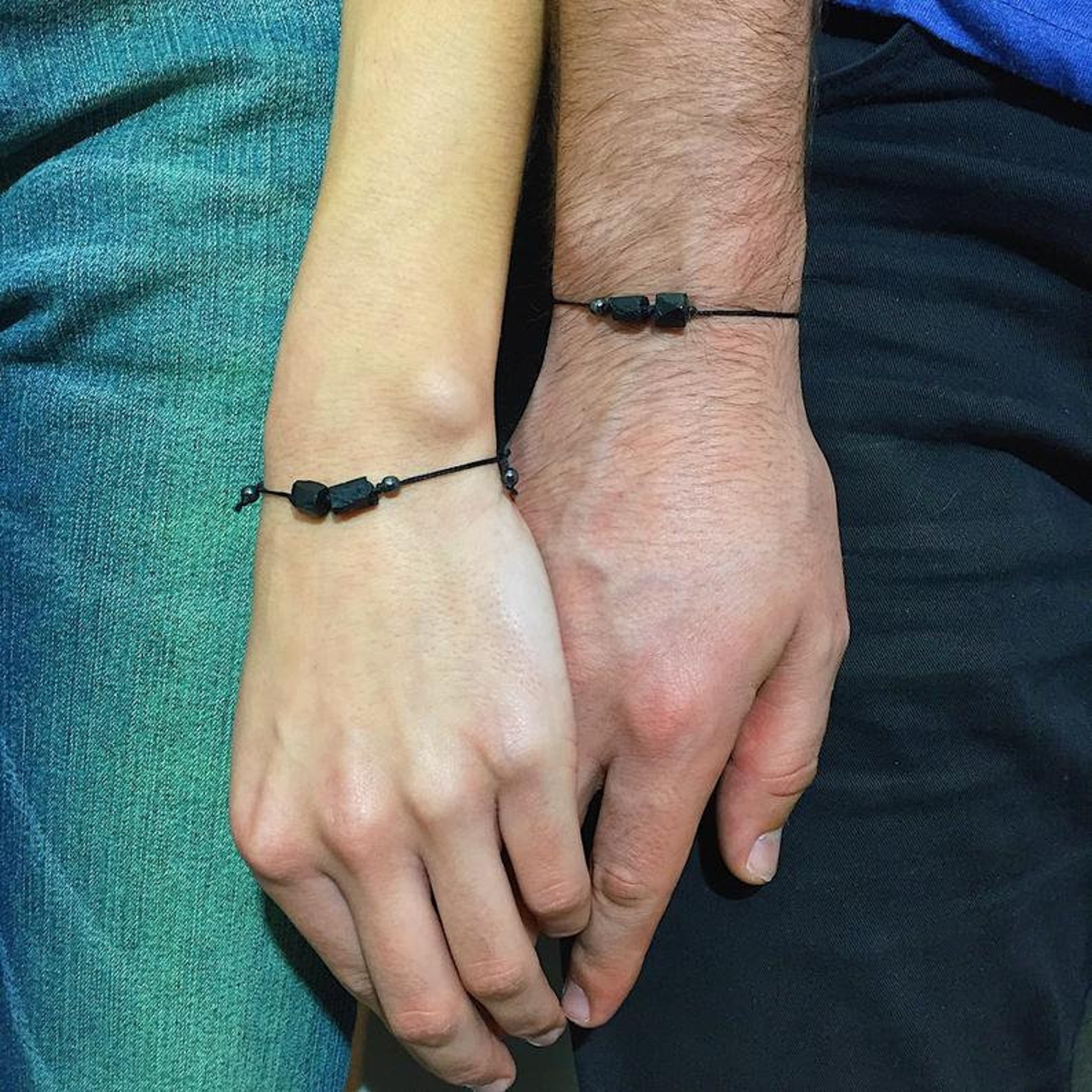 Matching Ankle Bracelets for Couple Efm Protection Raw Black Tourmaline ...