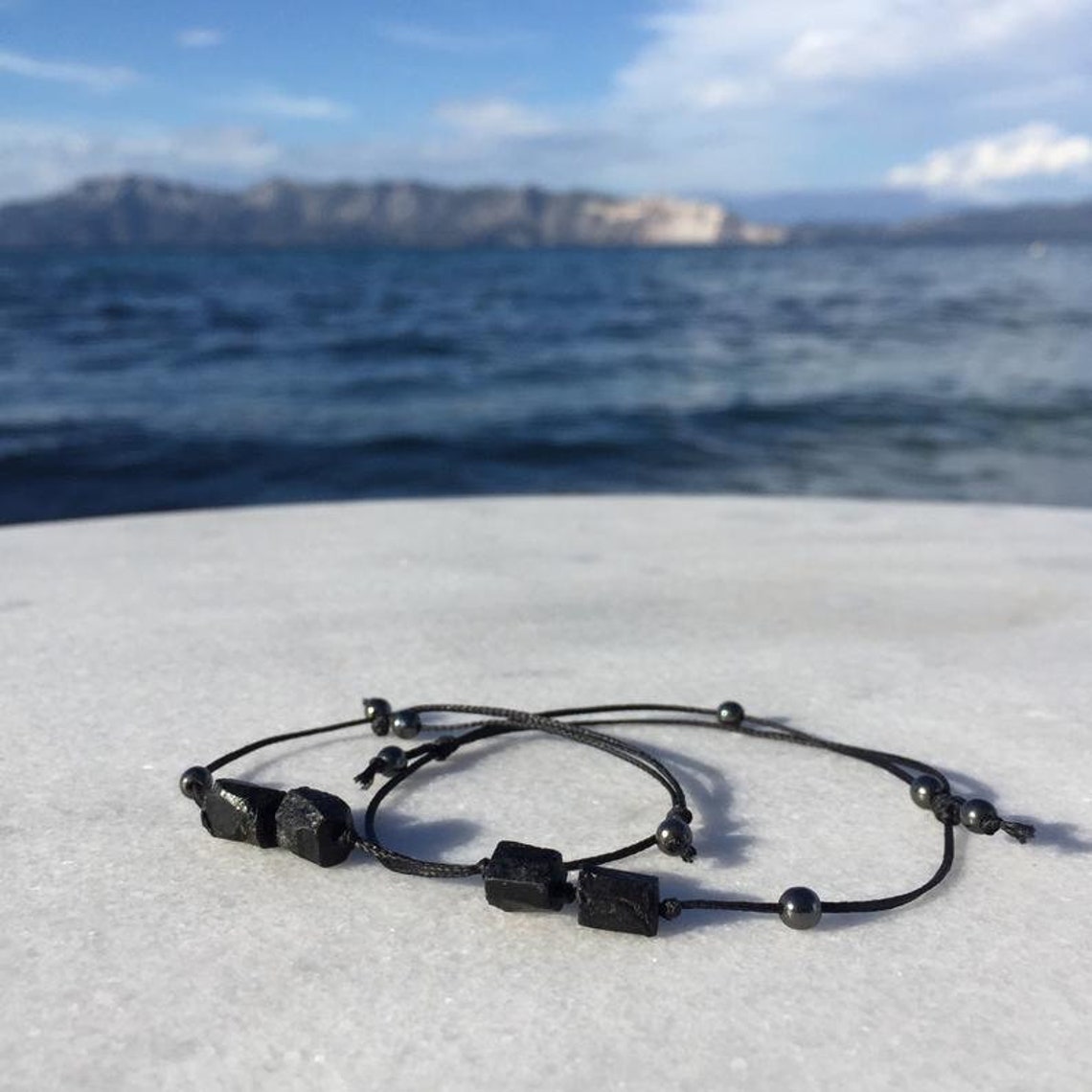 Matching Ankle Bracelets for Couple Efm Protection Raw Black Tourmaline ...