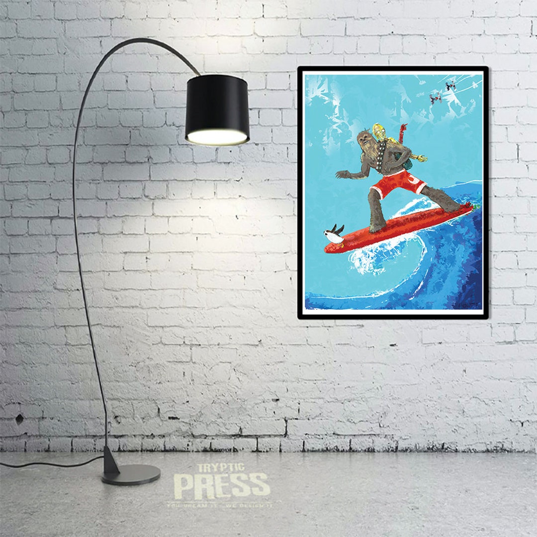 Chewbacca Surfing Pop Culture Series Star Wars Art Print Poster Wall ...