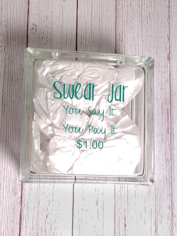 Swear Jar Glass Block Money Bank Personalized Gift Piggy - Etsy