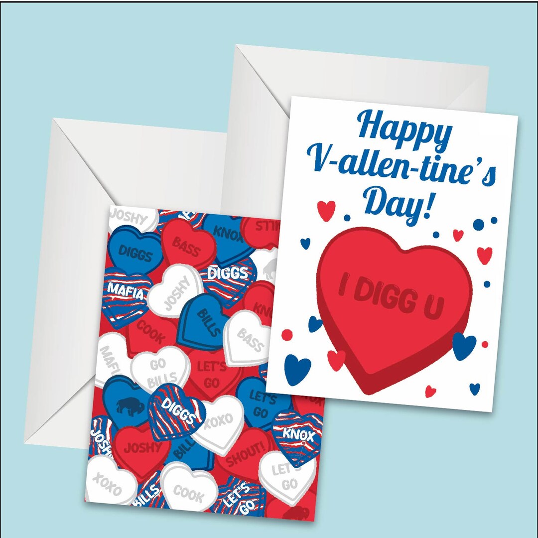 Lets Go Buffalo Buffalo Bills Valentine's Day Card Funny and Cute Candy ...